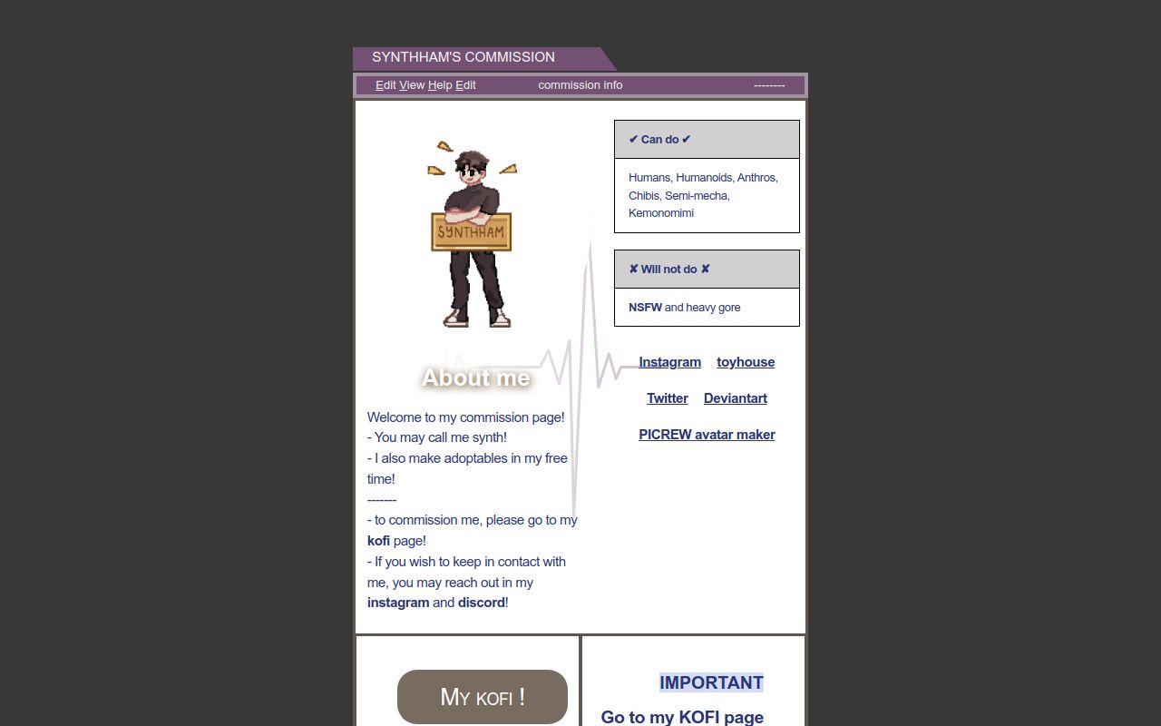 Synthham's Commission Carrd